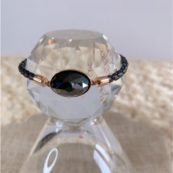 Swarovski | Jewelry | Swarovski Dark Academia Jet Crystal Leather Cord ...